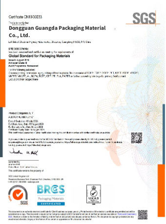 China Dongguan Guangda Packaging Material Co., Ltd. quality control